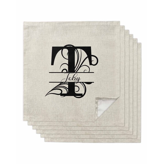 Cloth Napkins Set of 6 - 20x20 Inches, Letter T Washable Reusable Table ...