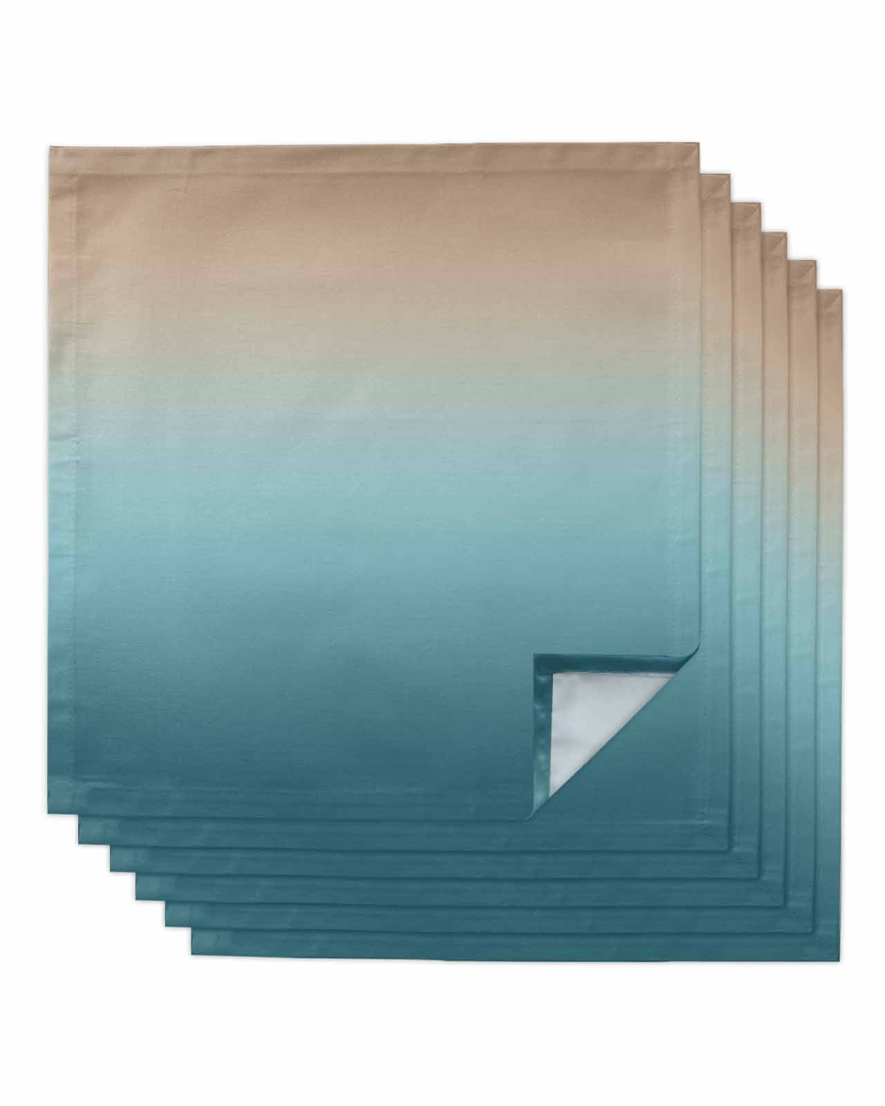 Cloth Napkins Set of 6 - 20x20 Inches, Navy Blue Brown Ombre Washable ...