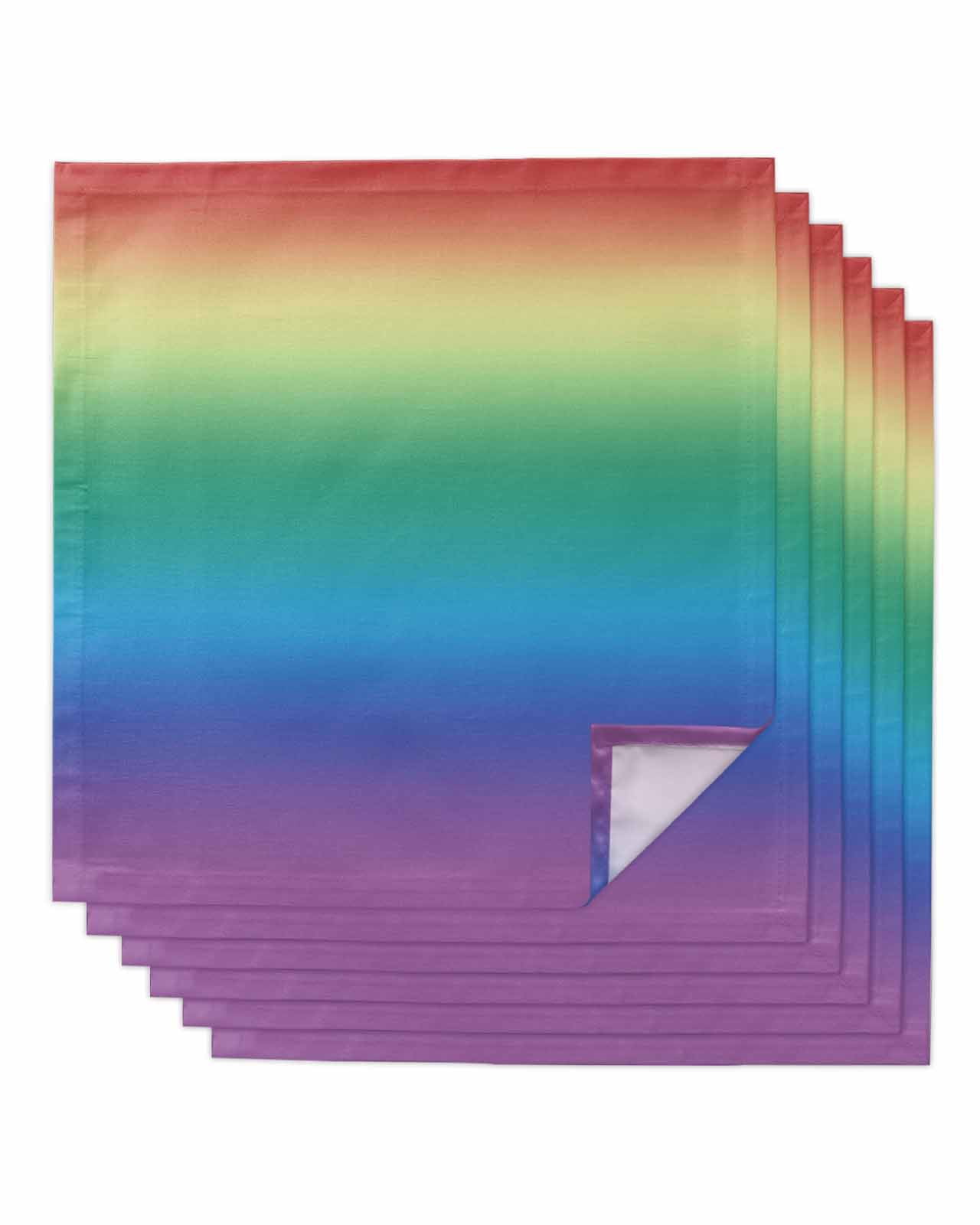 Cloth Napkins Set of 6 - 20x20 Inches, Rainbow Colors Ombre Cream ...