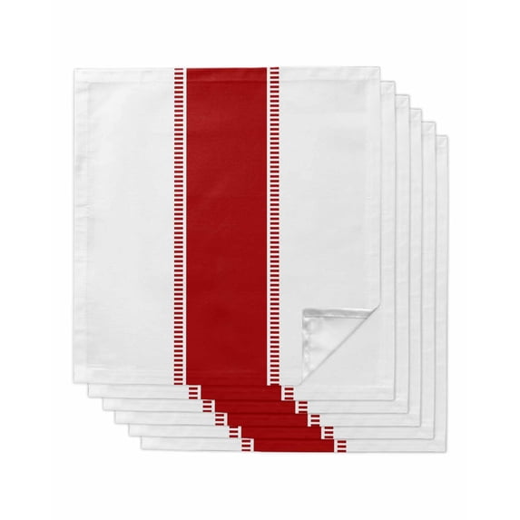 Cloth Napkins Set of 6 - 20x20 Inches, Red Solid Color Texture Washable ...