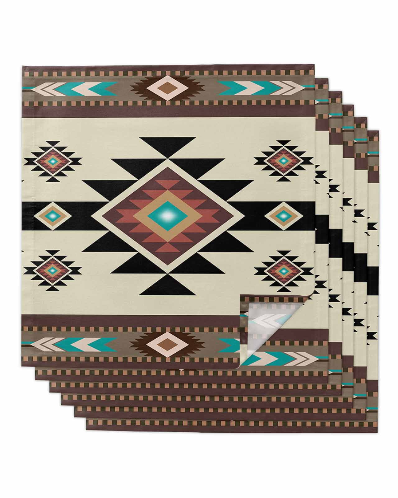 Cloth Napkins Set of 6 - 20x20 Inches, Southwest Geometric Washable ...