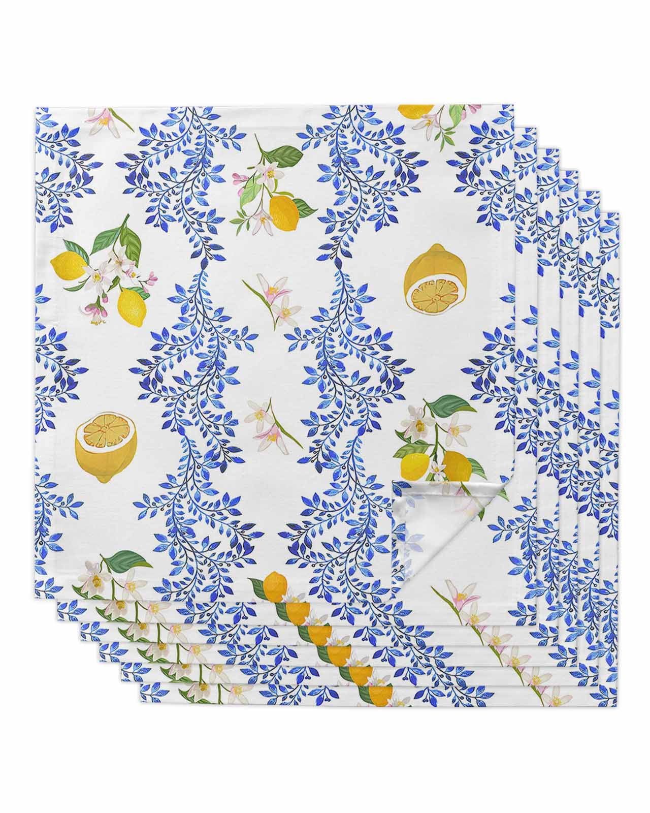 Cloth Napkins Set of 6 - 20x20 Inches, Summer Lemon Washable Reusable ...