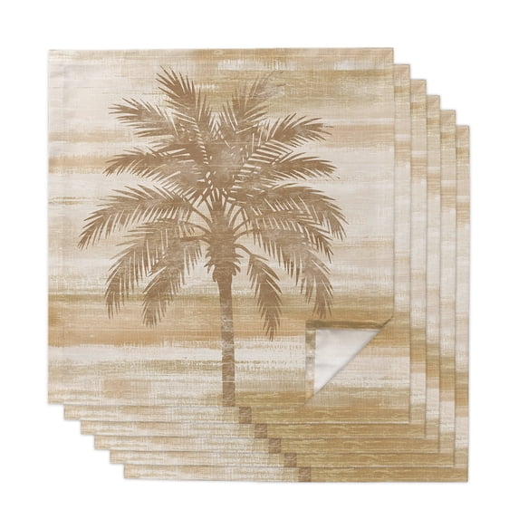 Cloth Napkins Set of 6 Beige Summer Palm Tree Cocktail Napkins Tropical ...
