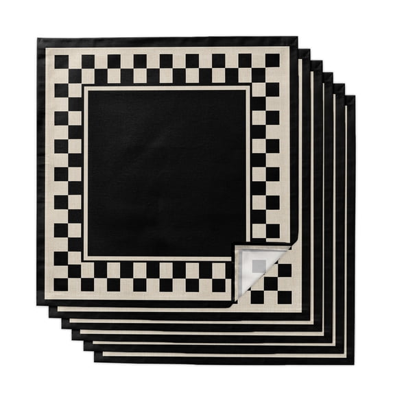 Cloth Napkins Set of 6 Black Squares Cocktail Napkins Beige Modern ...