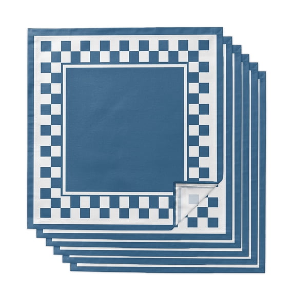 Cloth Napkins Set of 6 Blue Squares Cocktail Napkins Modern Block ...