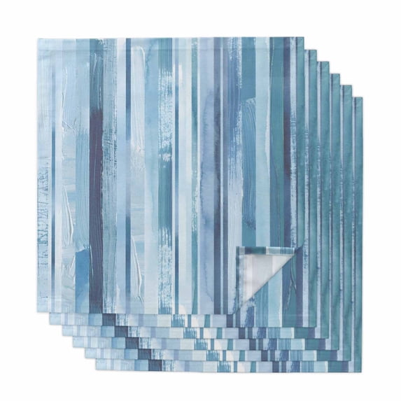 Cloth Napkins Set of 6 Blue Stripes Cocktail Napkins Watercolor Ombre ...