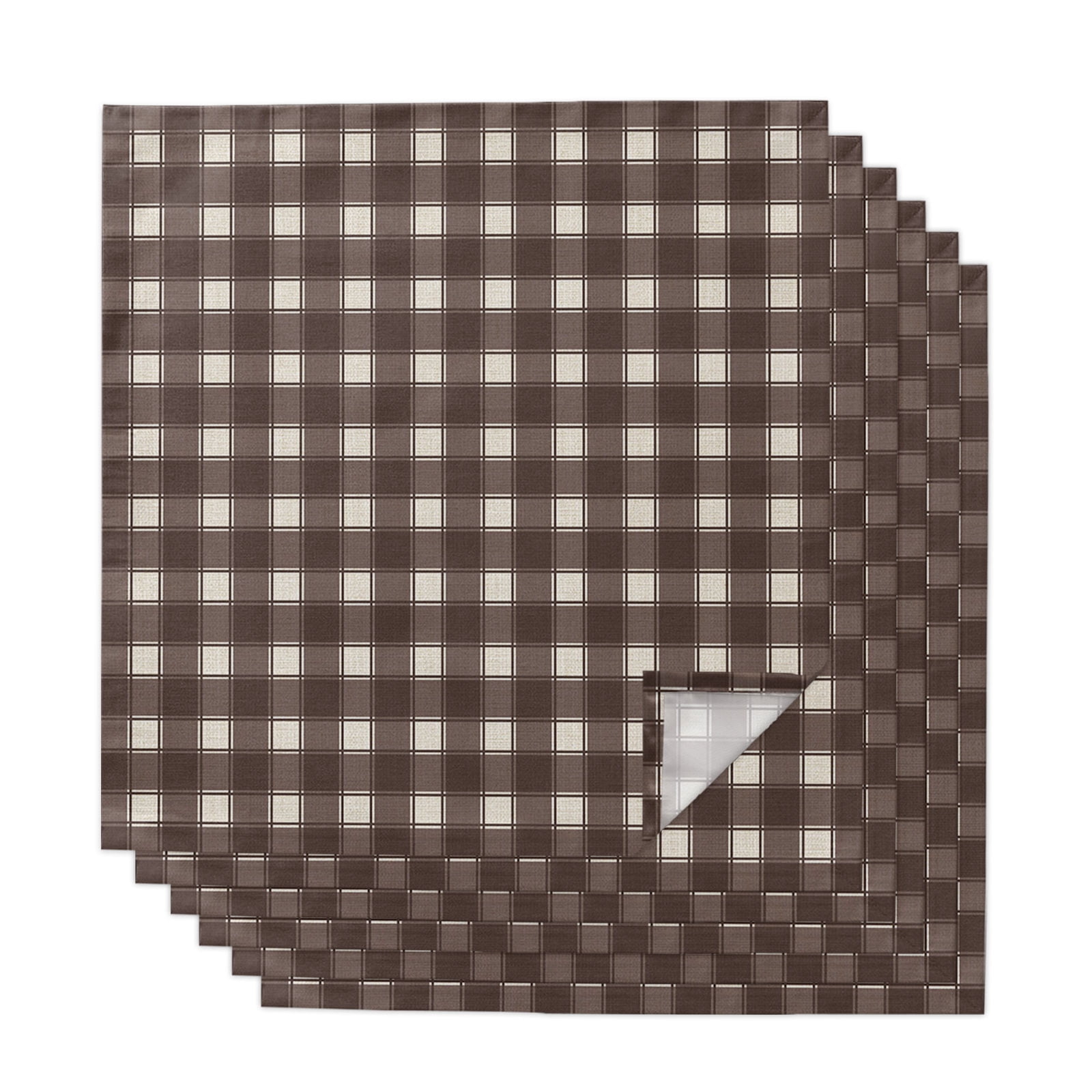 Cloth Napkins Set of 6 Brown Buffalo Plaid Cocktail Napkins Classic ...
