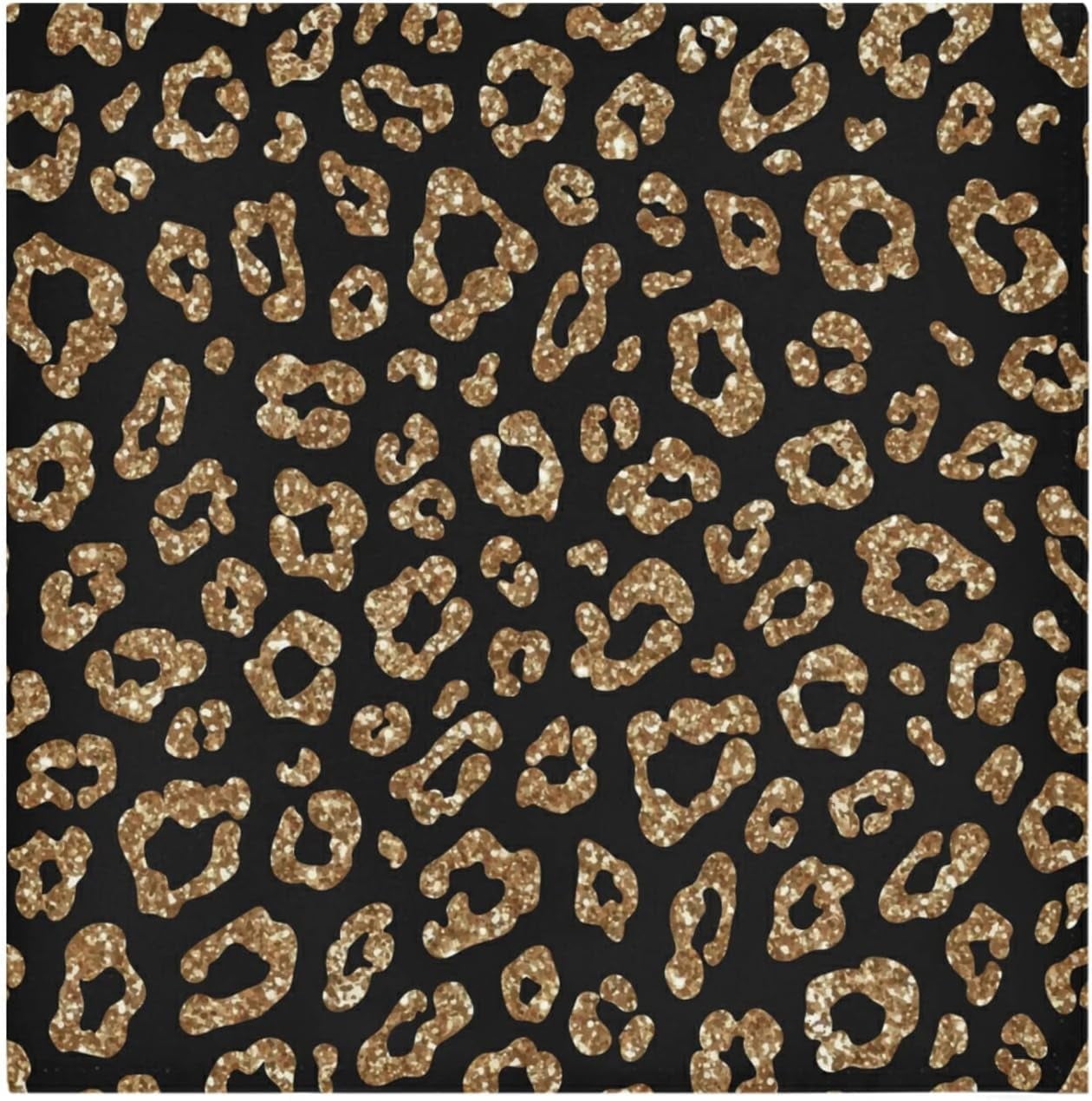 Cloth Napkins Set of 6 Gold Glitter Leopard Printed Dinner Napkins Soft ...