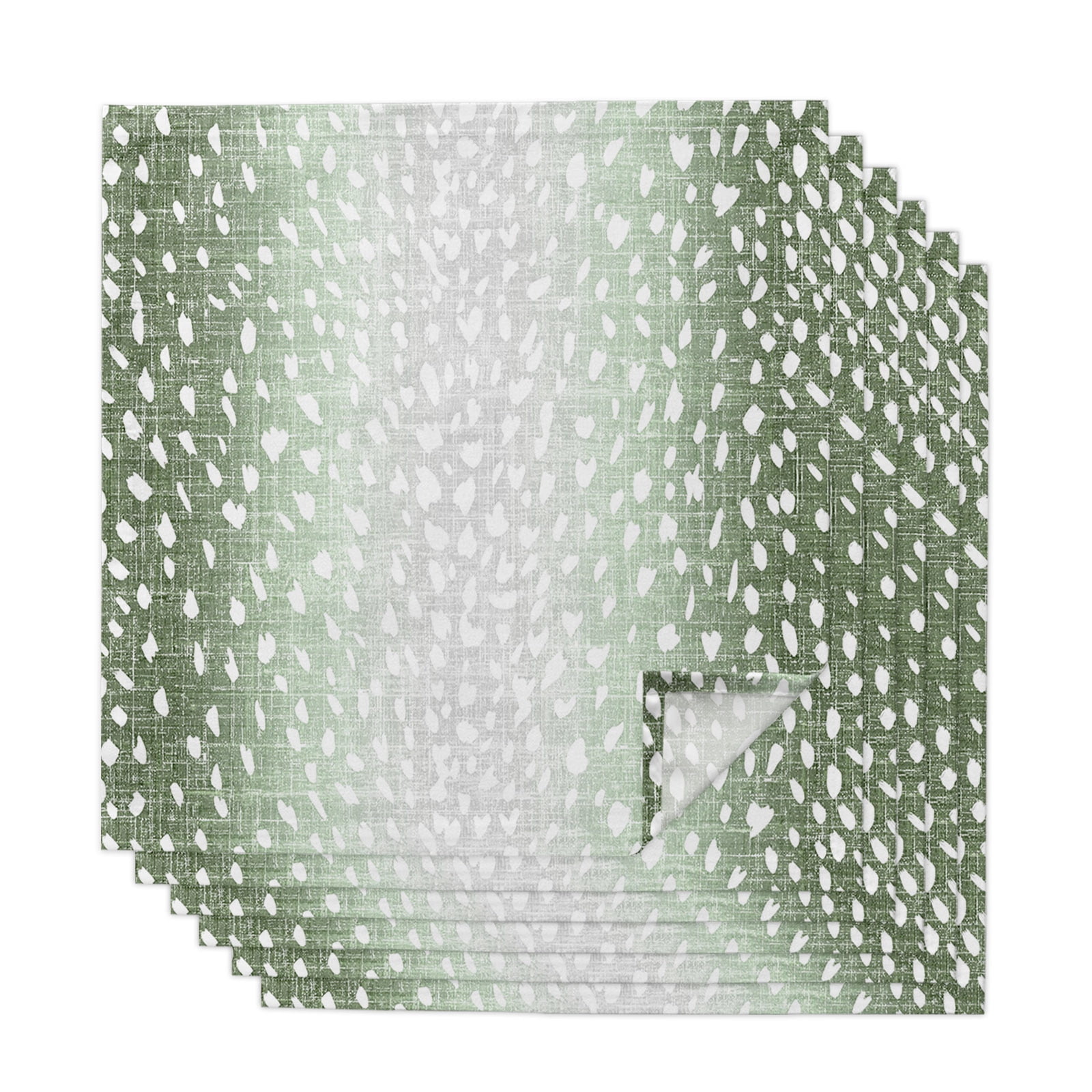 Cloth Napkins Set of 6 Green Dots Linen Cocktail Napkins Ombre Fawn ...