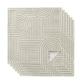 Cloth Napkins Set of 6 Green Graphic Lines Cocktail Napkins Boho ...