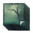 Cloth Napkins Set of 6 Green Misty Forest Cocktail Napkins Moon Crow ...