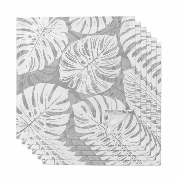 Cloth Napkins Set of 6 Grey Monstera Deliciosa Cocktail Napkins ...