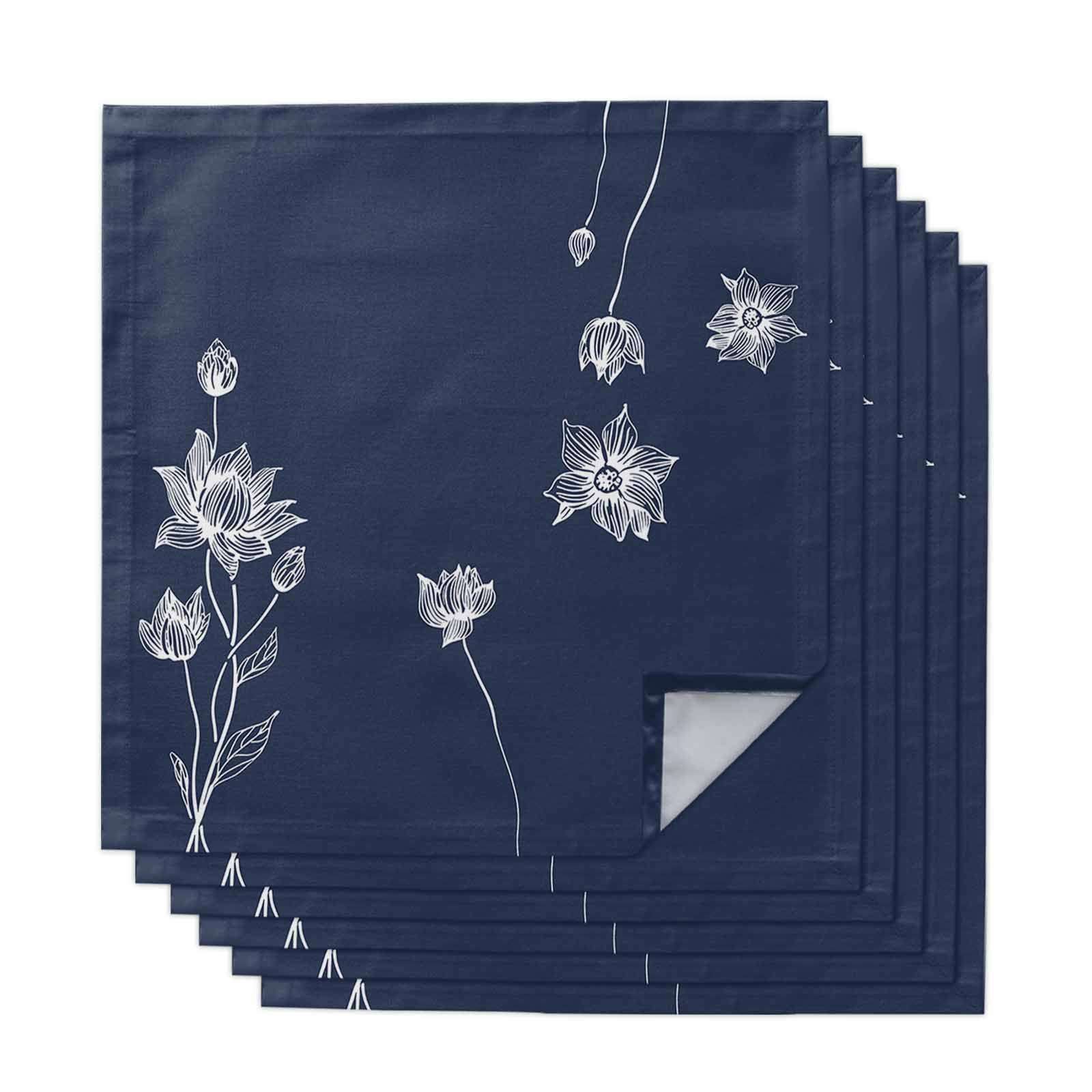 Cloth Napkins Set of 6 Lotus Flowers Cocktail Napkins Harmony Floral ...