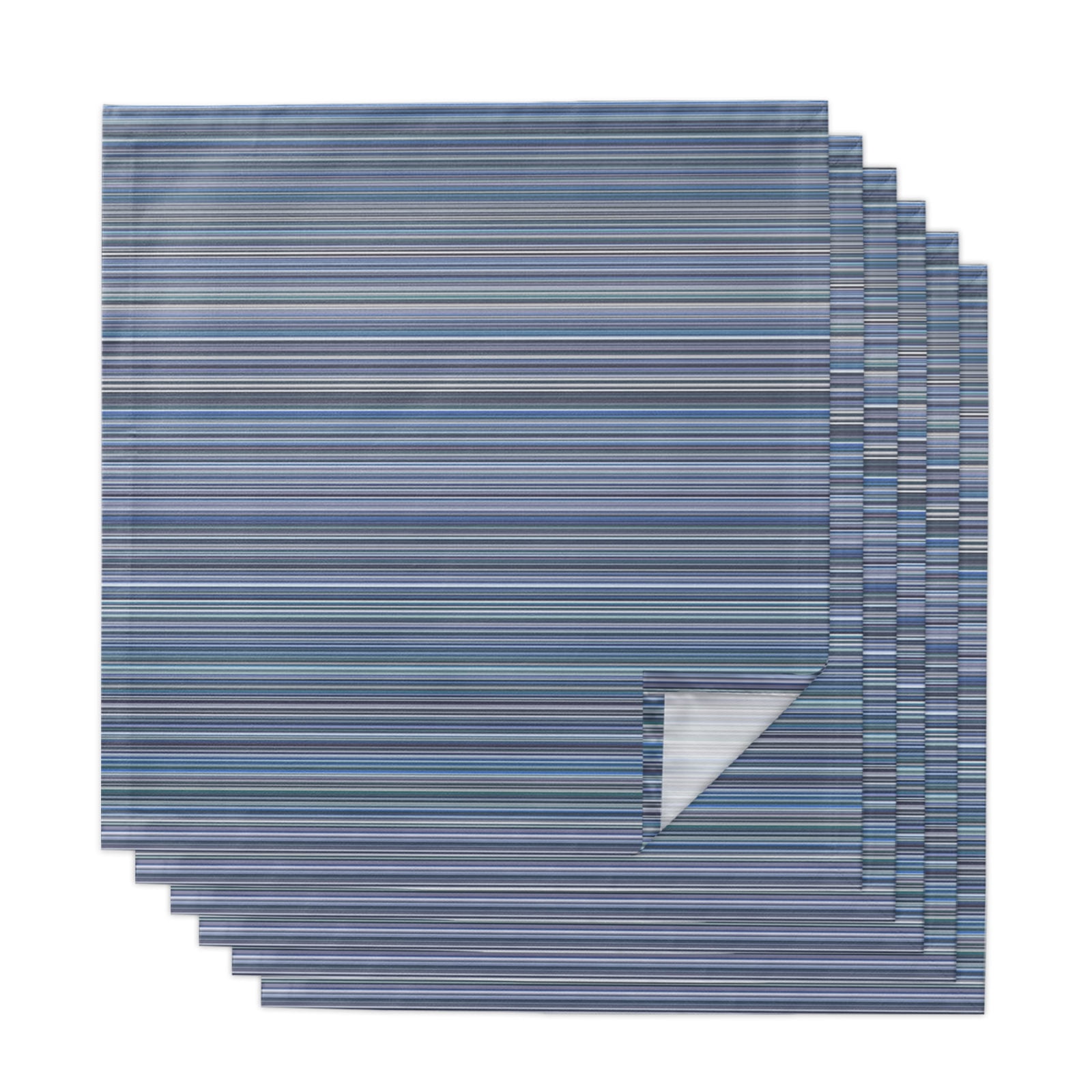 Cloth Napkins Set of 6 Navy Blue Lines Waves Cocktail Napkins Horizon ...