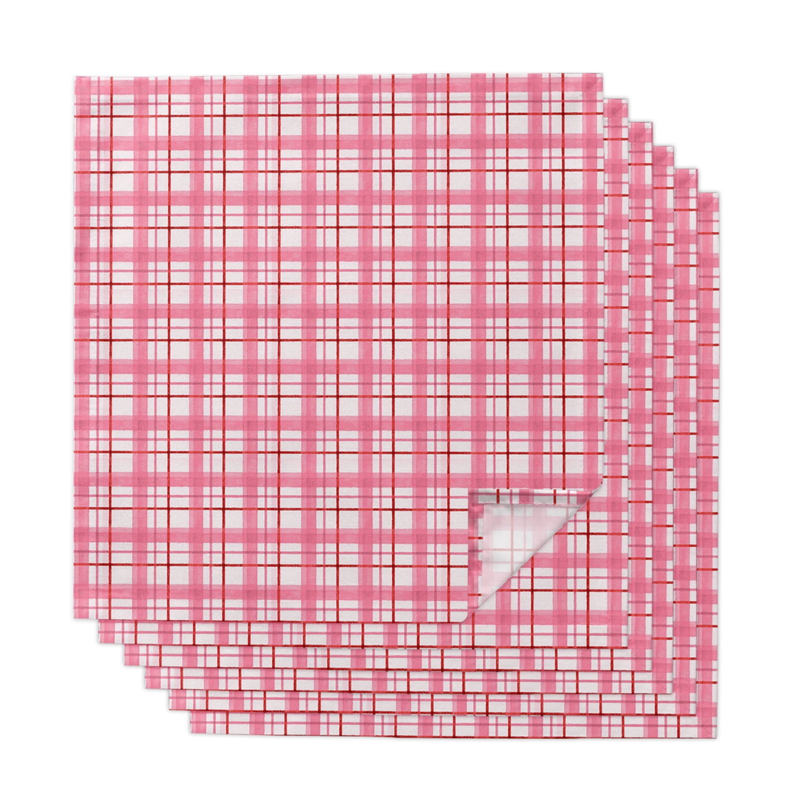 Cloth Napkins Set of 6 Pink Checked Plaid Cocktail Napkins Crossing ...