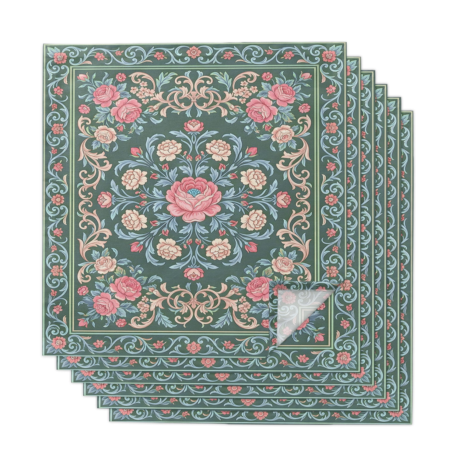 Cloth Napkins Set of 6 Pink Floral Bloom Cocktail Napkins GRE额米 Vibrant ...