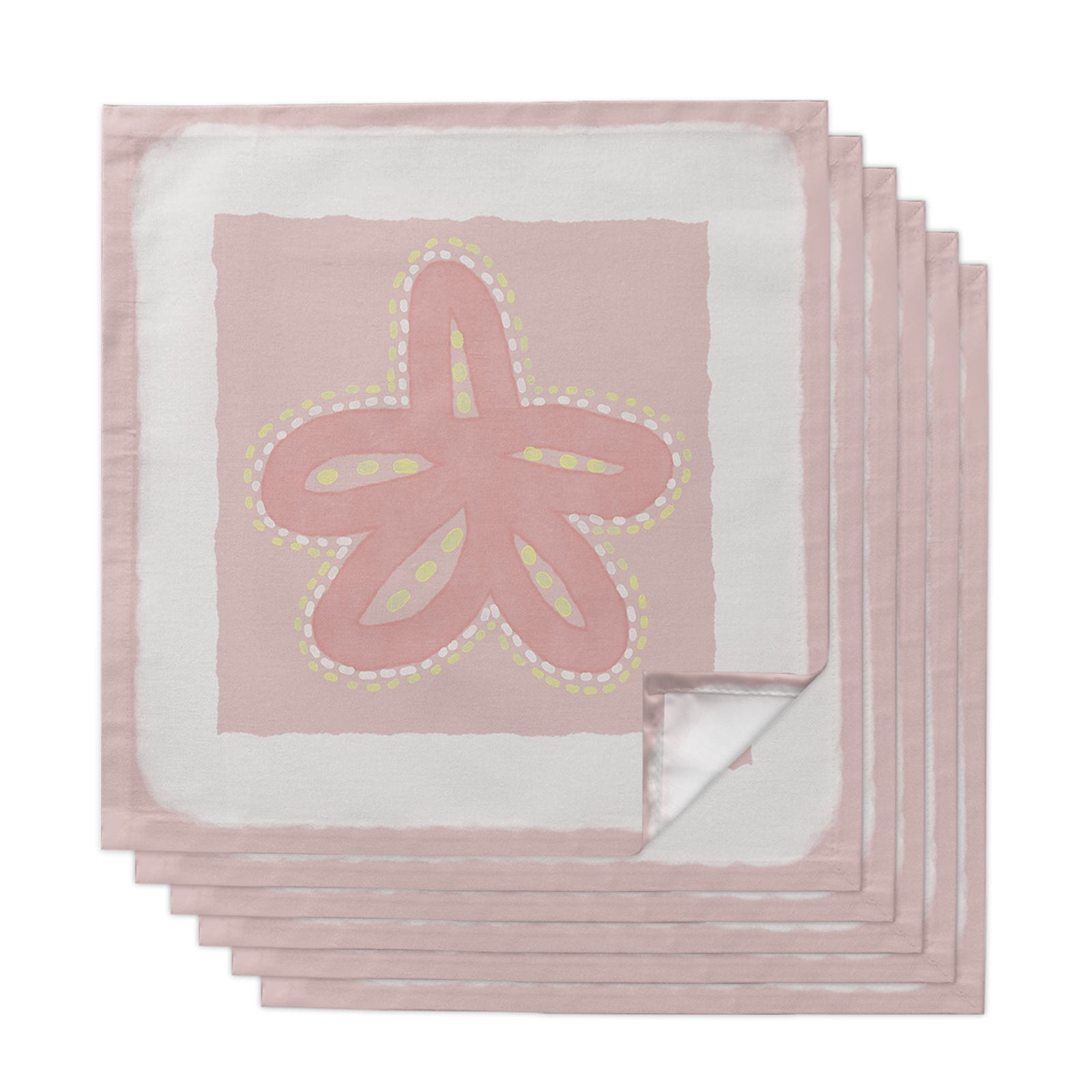 Cloth Napkins Set of 6 Pink Ocean Starfish Cocktail Napkins Geometric ...