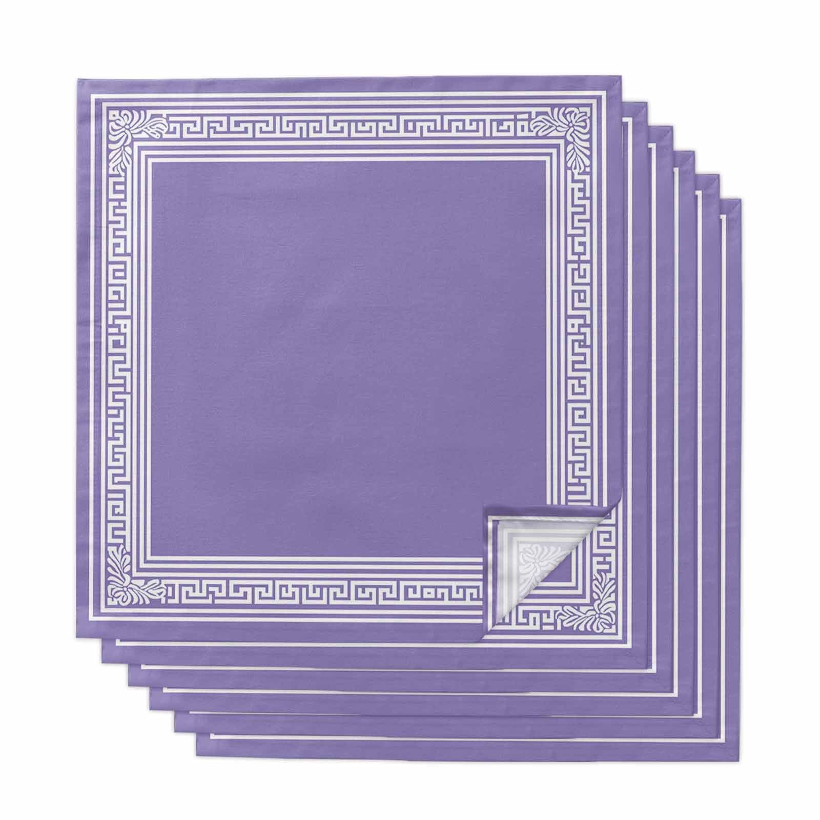 Cloth Napkins Set of 6 Purple Key Design Cocktail Napkins Geometric ...