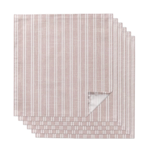 Cloth Napkins Set of 6 Red Linen Striped Cocktail Napkins Vertical ...