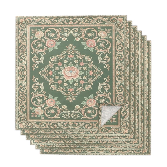 Cloth Napkins Set of 6 Rose Floral Bloom Cocktail Napkins Sage Green ...