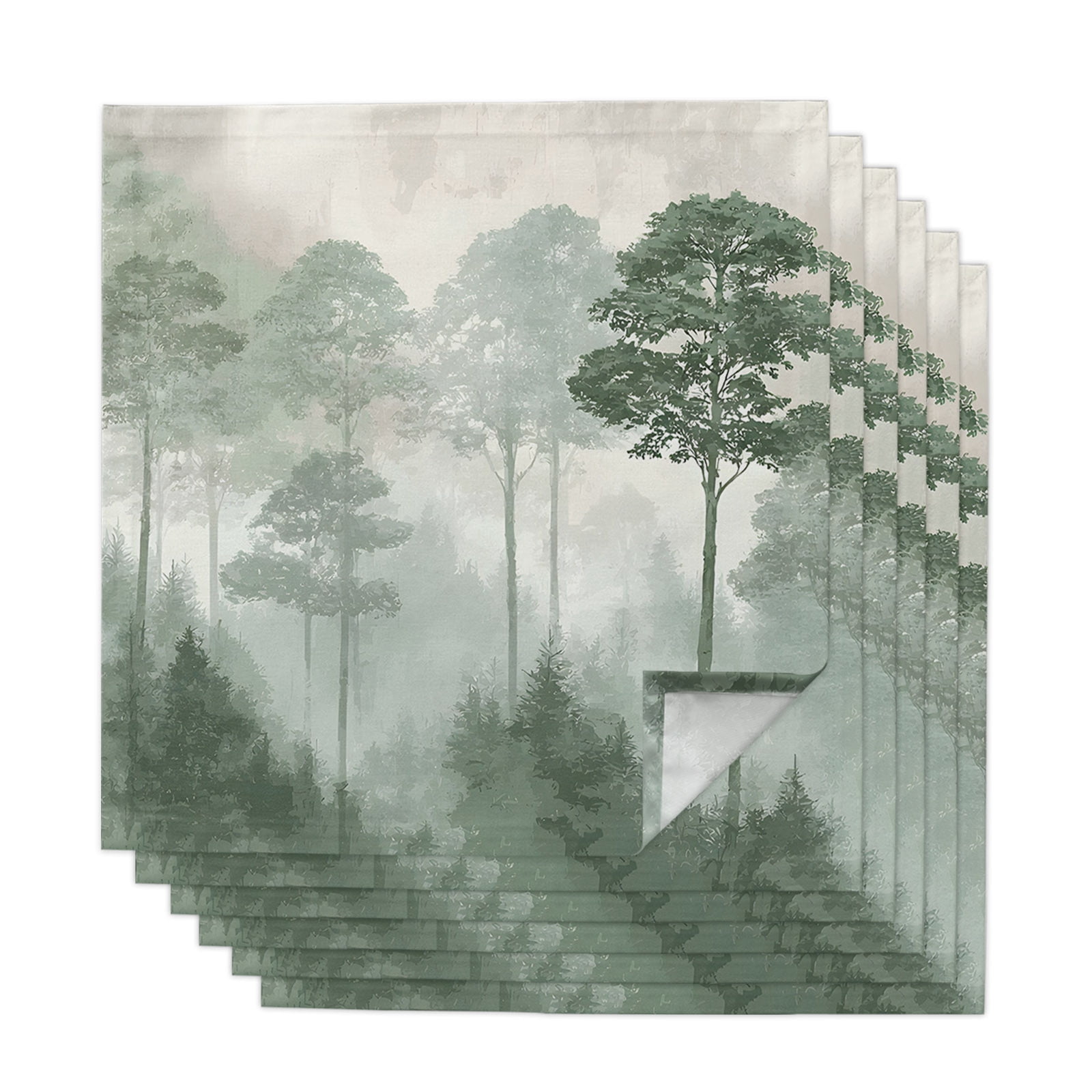 Cloth Napkins Set of 6 Sage Green Pine Tree Cocktail Napkins Misty ...
