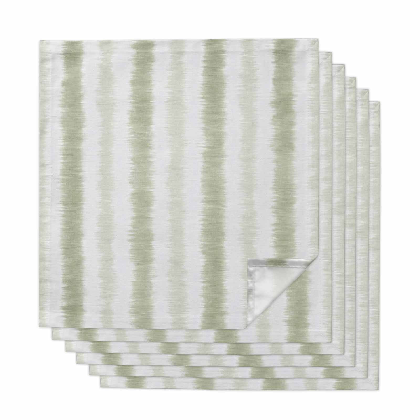 Cloth Napkins Set of 6 Sage Green Watercolor Stripes Cocktail Napkins ...