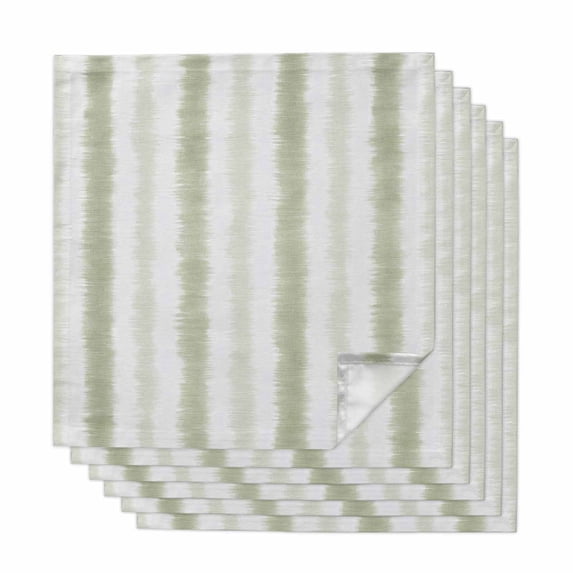 Cloth Napkins Set of 6 Sage Green Watercolor Stripes Cocktail Napkins ...