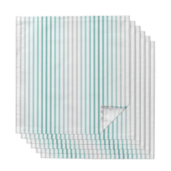 Cloth Napkins Set of 6 Teal Green Vertical Stripes Cocktail Napkins ...