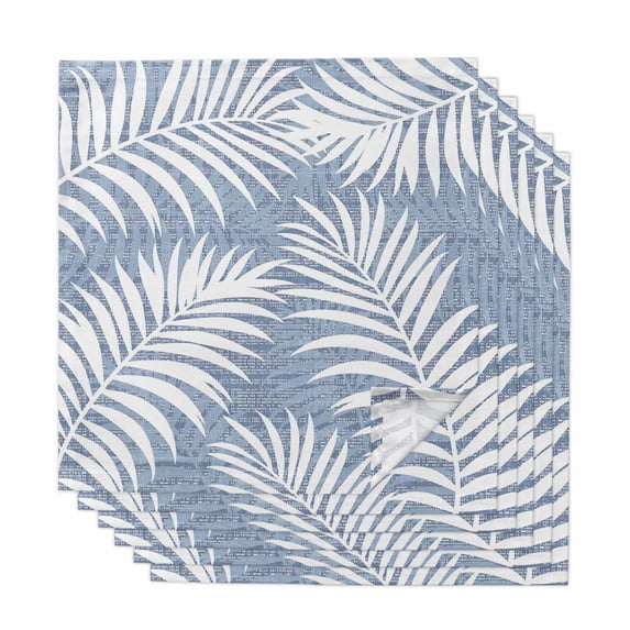 Cloth Napkins Set of 6 Tropical Palm Leaves Cocktail Napkins Blue ...
