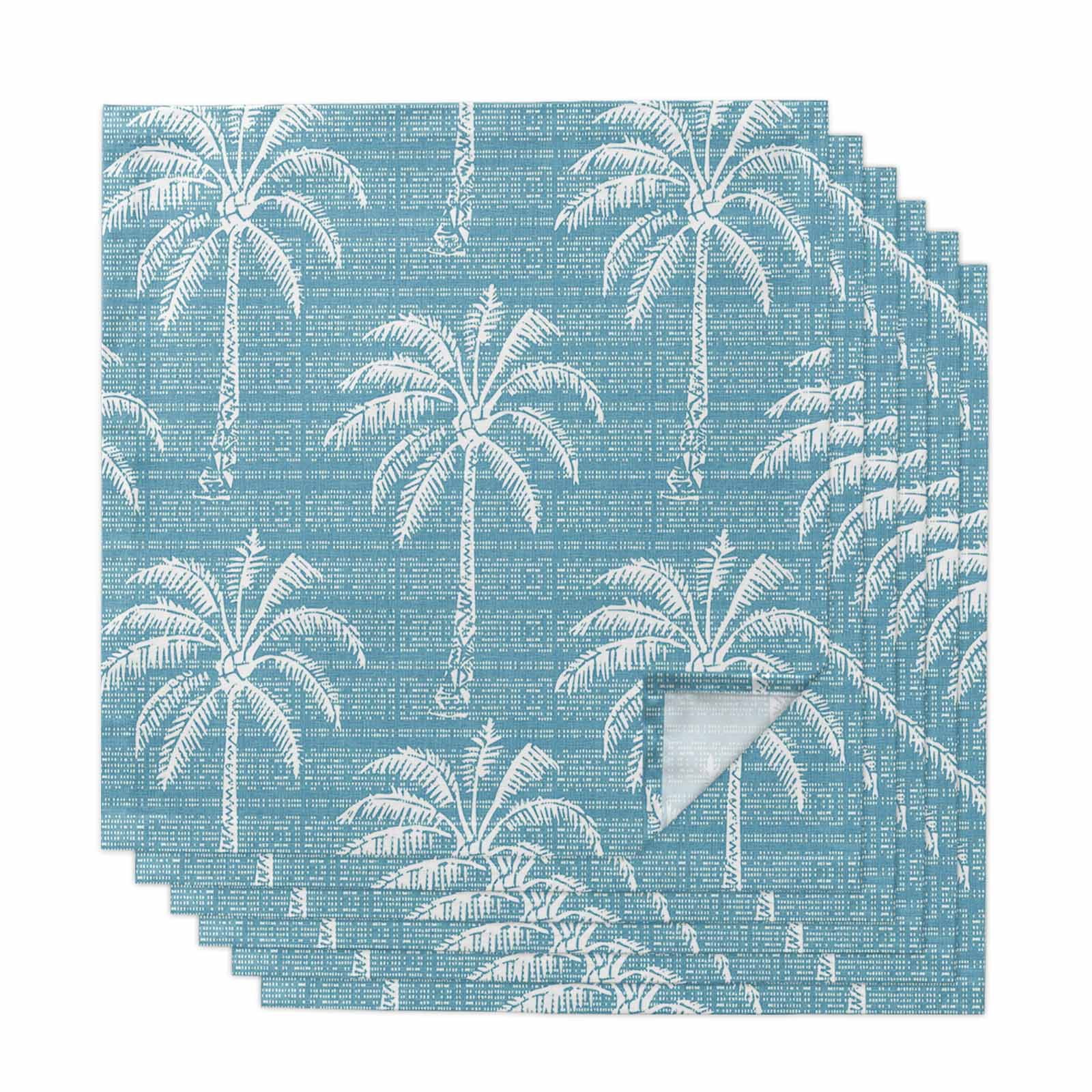 Cloth Napkins Set of 6 Tropical Palm Trees Cocktail Napkins Summer ...