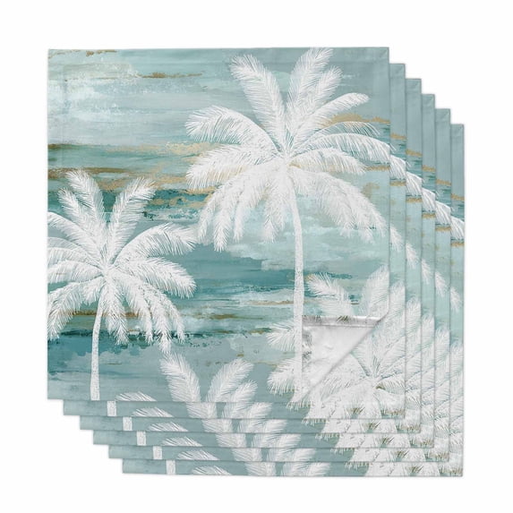 Cloth Napkins Set of 6 Tropical Palm Trees Cocktail Napkins Summer ...