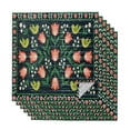 Cloth Napkins Set of 6 Tulip Daisy Floral Cocktail Napkins Green Bird ...