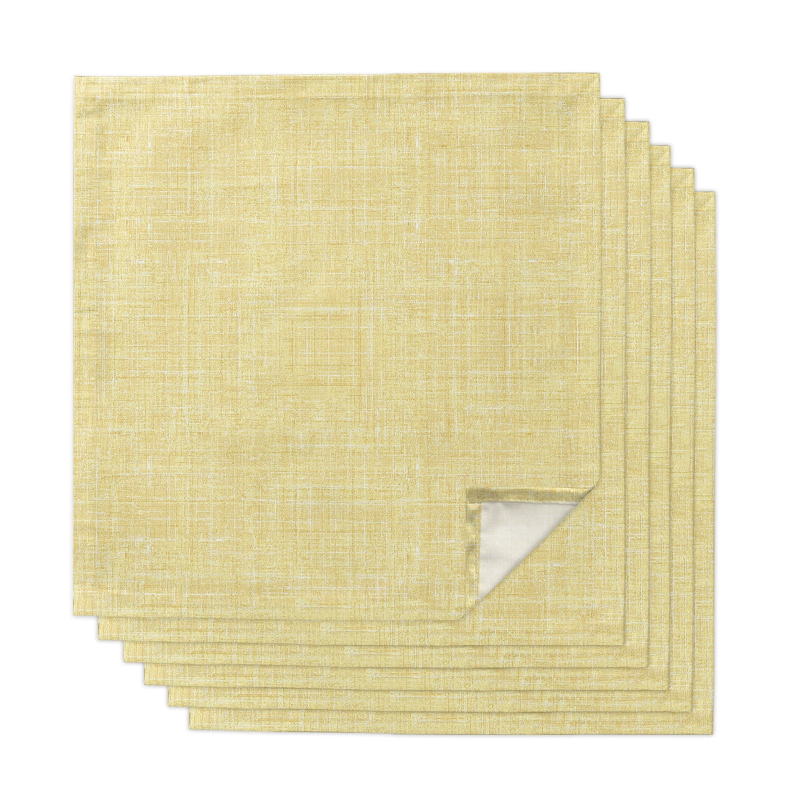 Cloth Napkins Set of 6 Yellow Linen Fabric Cocktail Napkins Pure Solid ...