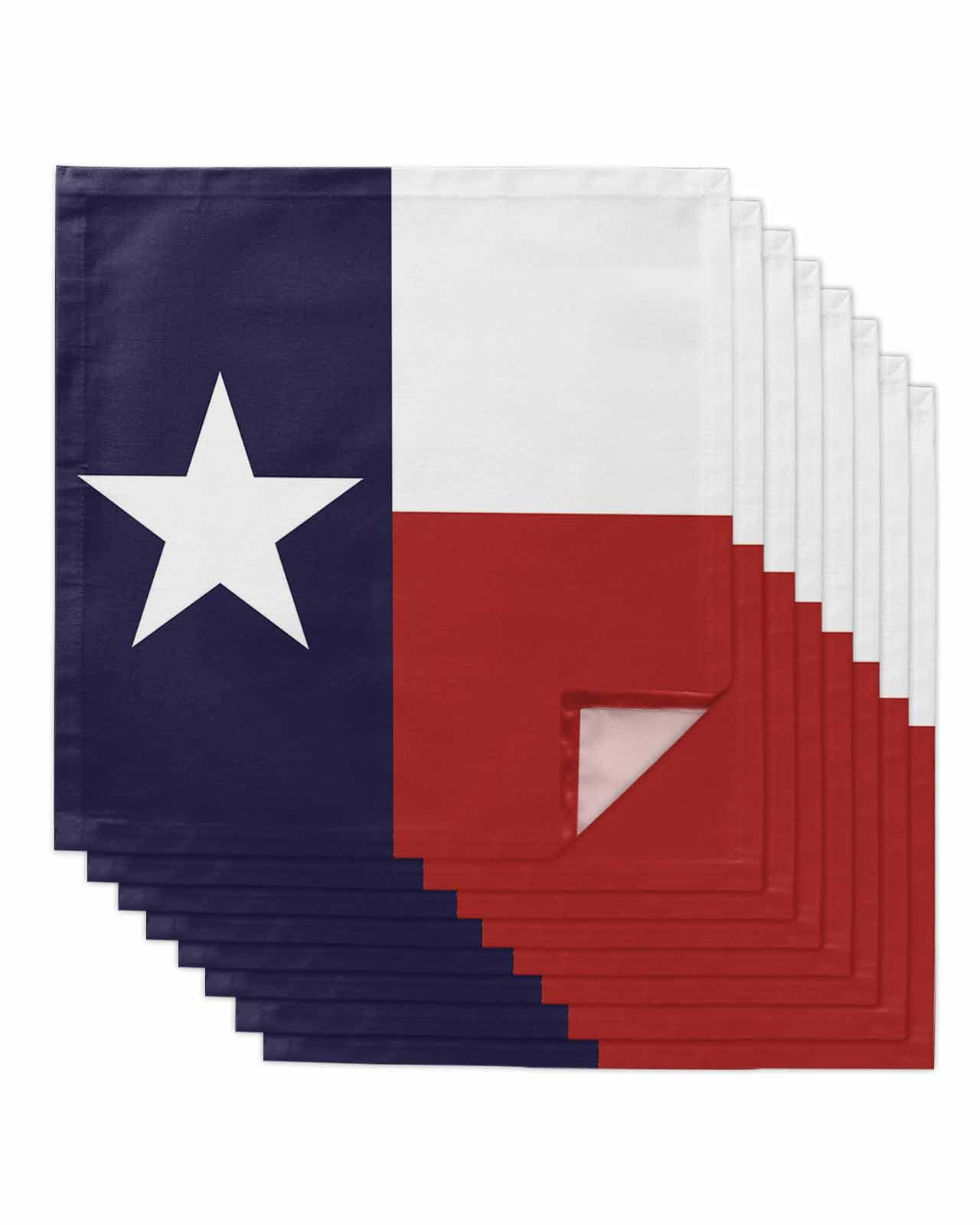 Cloth Napkins Set of 8 - 20x20 Inches, Blue Red White Texas Flag with ...