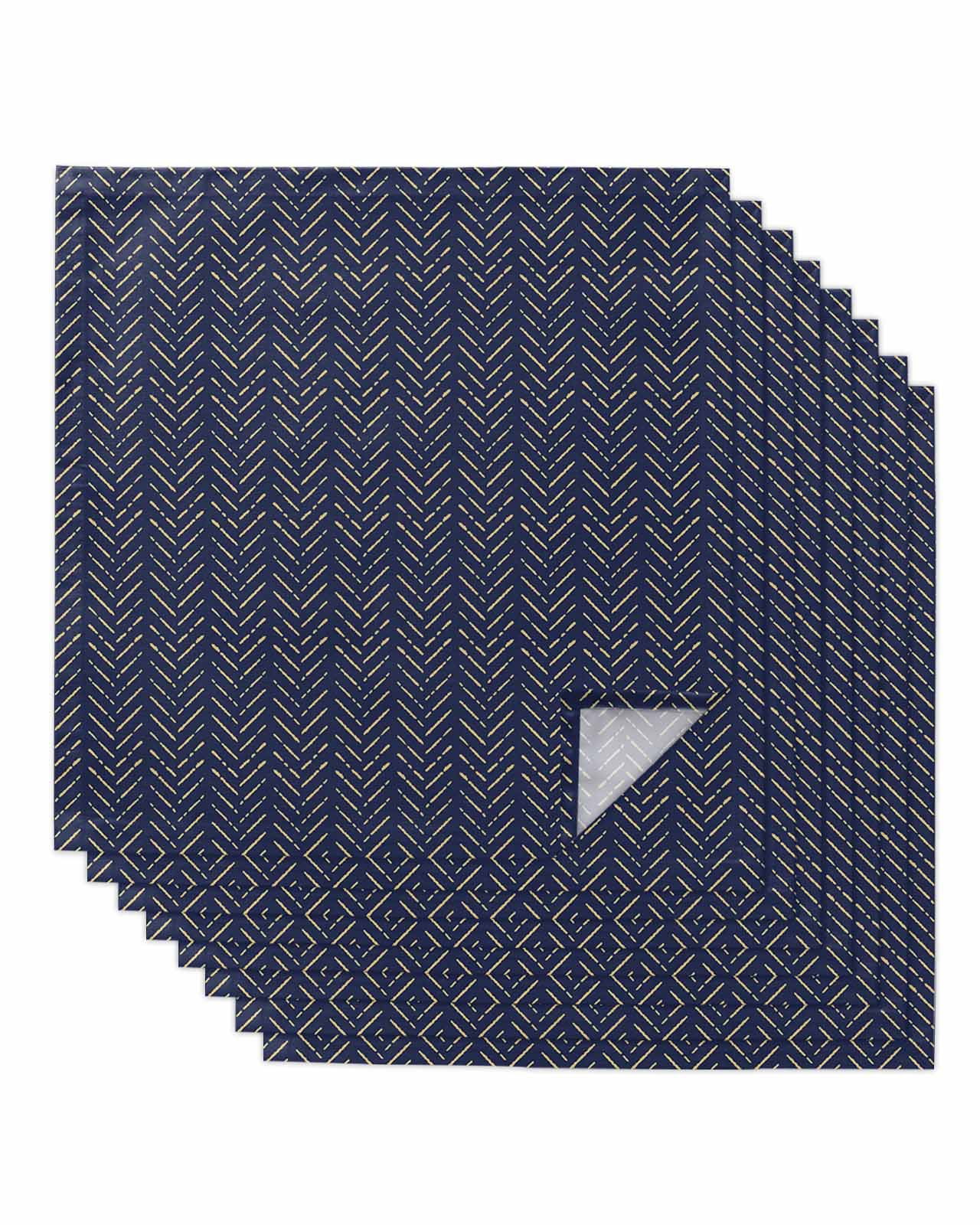 Cloth Napkins Set of 8 - 20x20 Inches, Blue Yellow Geometric Washable ...
