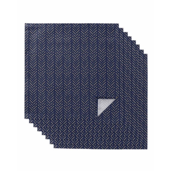 Cloth Napkins Set of 8 - 20x20 Inches, Blue Yellow Geometric Washable ...