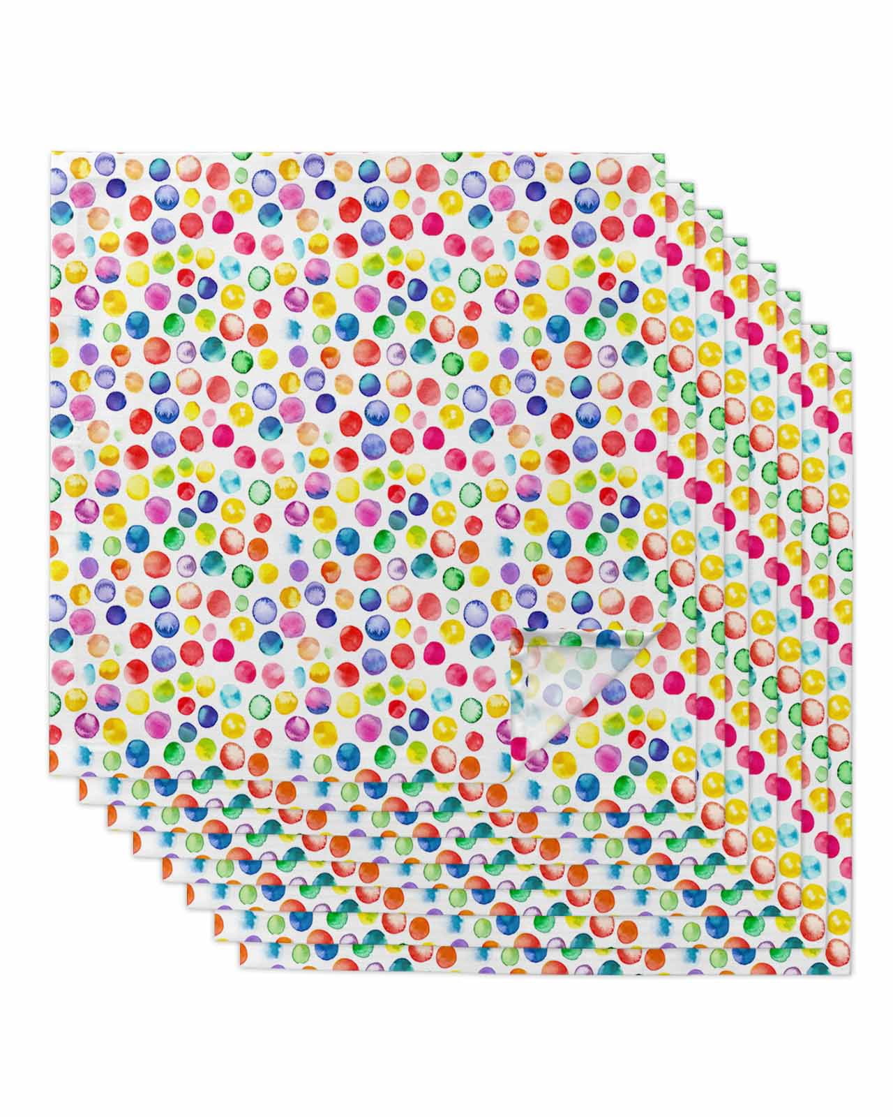 Cloth Napkins Set of 8 - 20x20 Inches, Colorful Polka Dot Washable ...