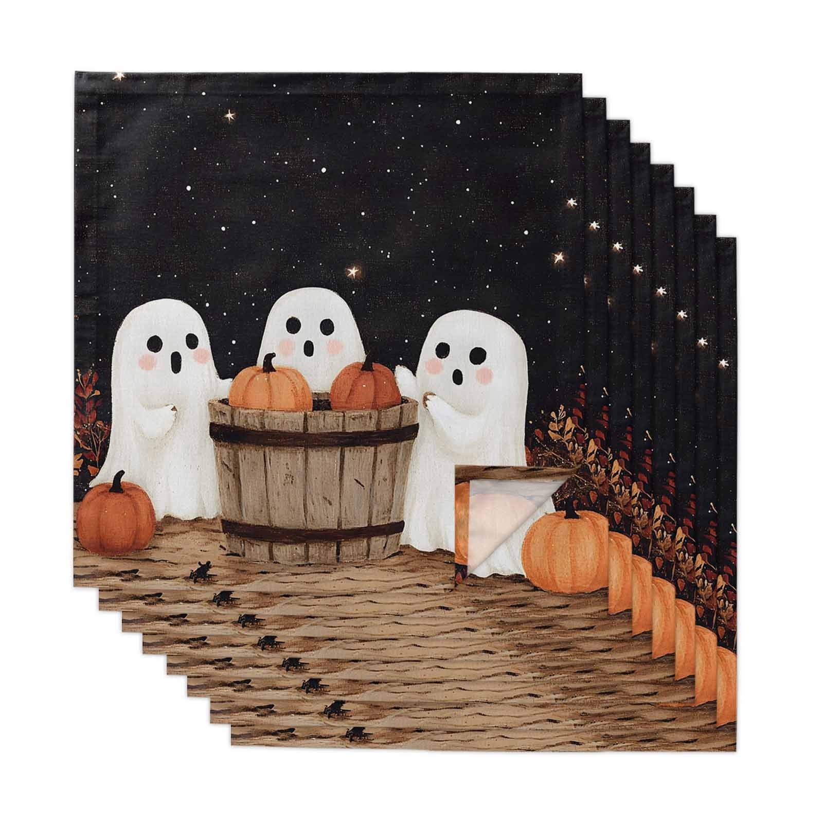 Cloth Napkins Set of 8 - 20x20 Inches, Cute Ghosts Washable Reusable ...