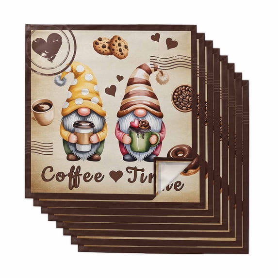Cloth Napkins Set of 8 - 20x20 Inches, Farmhouse Coffee Time Washable ...
