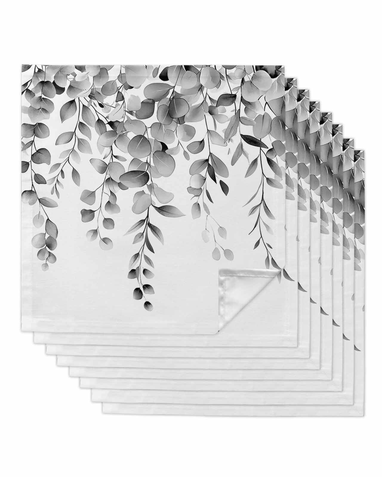 Cloth Napkins Set of 8 - 20x20 Inches, Grey Eucalyptus Washable ...