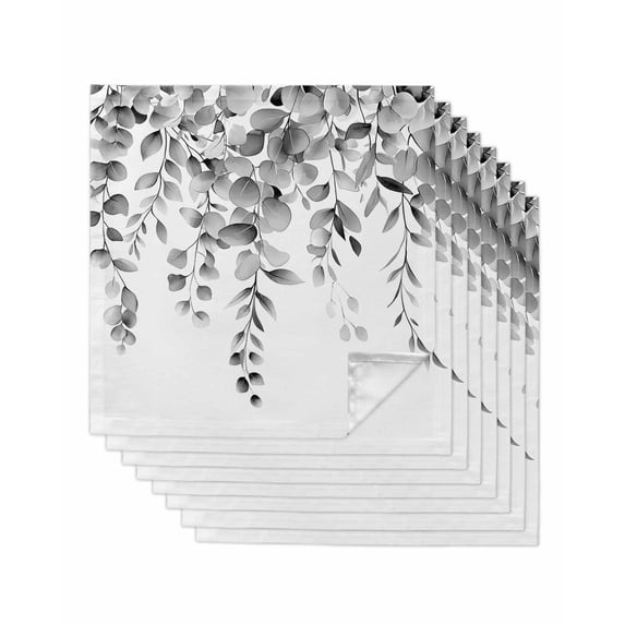 Cloth Napkins Set of 8 - 20x20 Inches, Grey Eucalyptus Washable ...