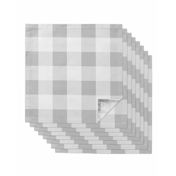 Cloth Napkins Set of 8 - 20x20 Inches, Grey Plaid Washable Reusable ...