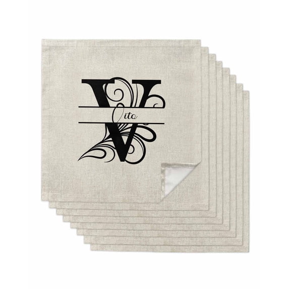 Cloth Napkins Set of 8 - 20x20 Inches, Letter V Washable Reusable Table ...