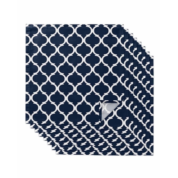 Cloth Napkins Set of 8 - 20x20 Inches, Navy Blue Morocco Pattern ...