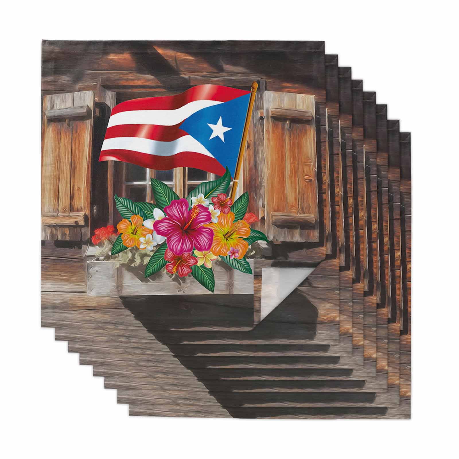 Cloth Napkins Set of 8 - 20x20 Inches, Puerto Rico Flag Washable ...