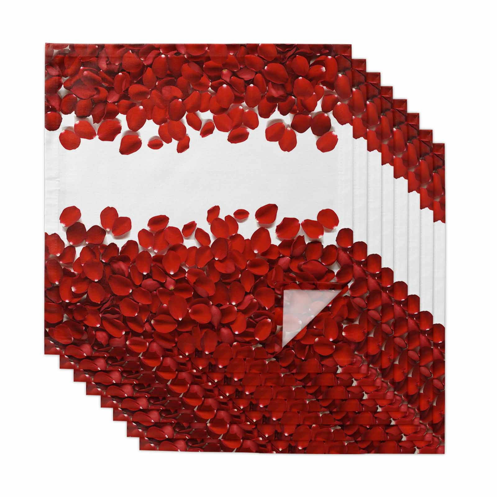 Cloth Napkins Set of 8 - 20x20 Inches, Red Rose Petals Washable ...