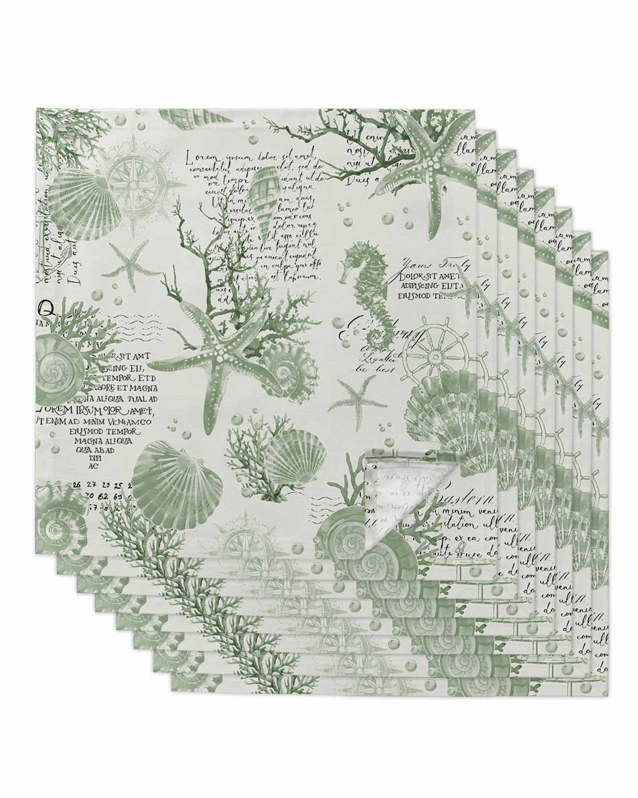 Cloth Napkins Set of 8 - 20x20 Inches, Sage Green Coastal Washable ...