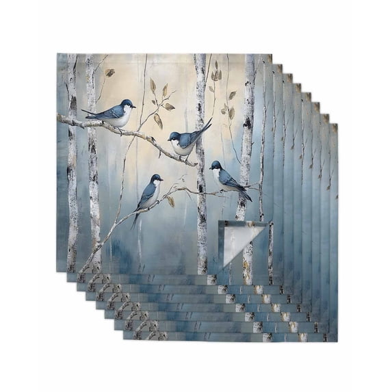 Cloth Napkins Set of 8 - 20x20 Inches, Tree Birds Washable Reusable ...