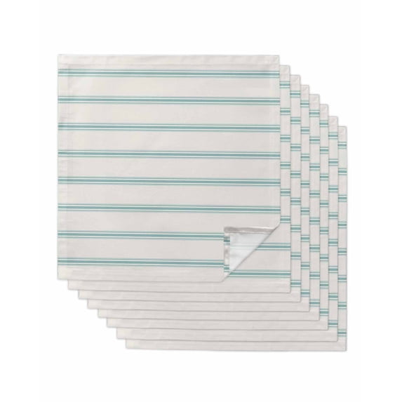 Cloth Napkins Set of 8 - 20x20 Inches, Turquoise Striped Washable ...