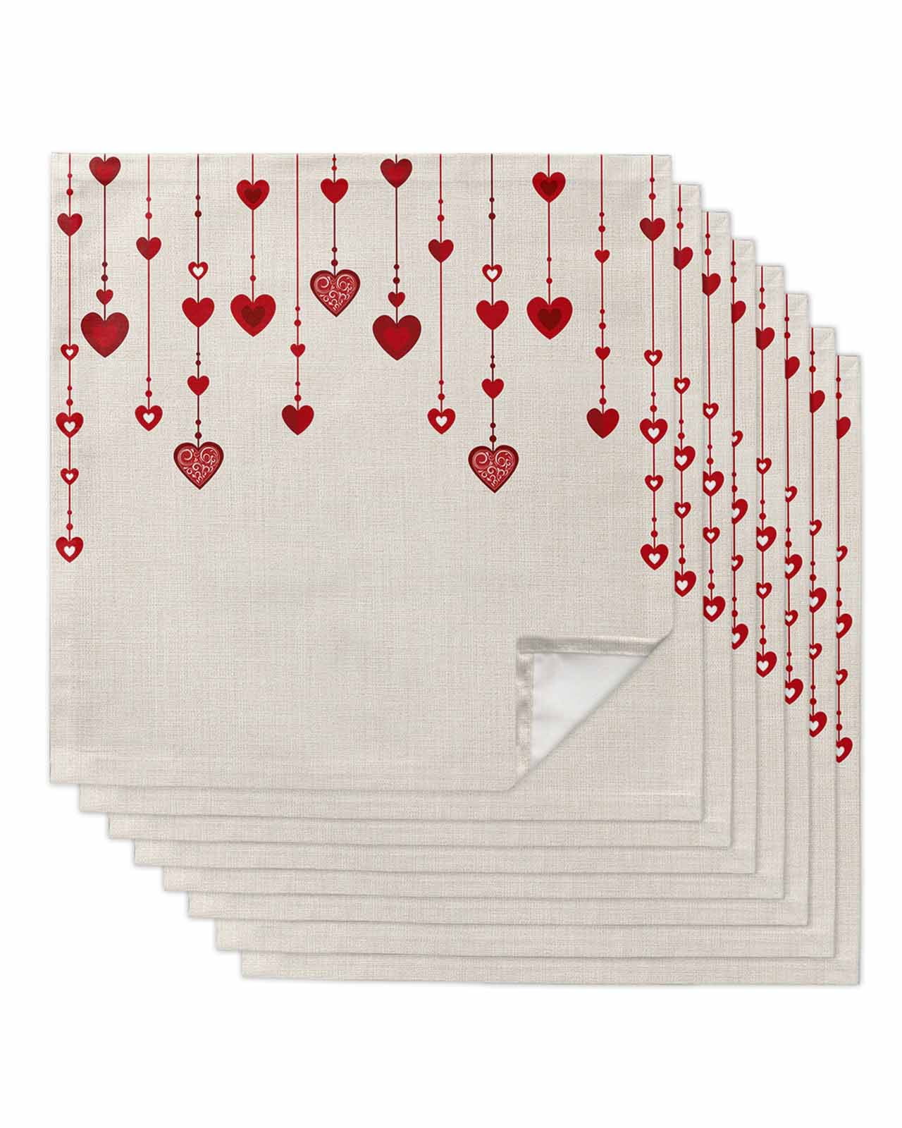 Cloth Napkins Set of 8 - 20x20 Inches, Valentines Love Heart Washable ...
